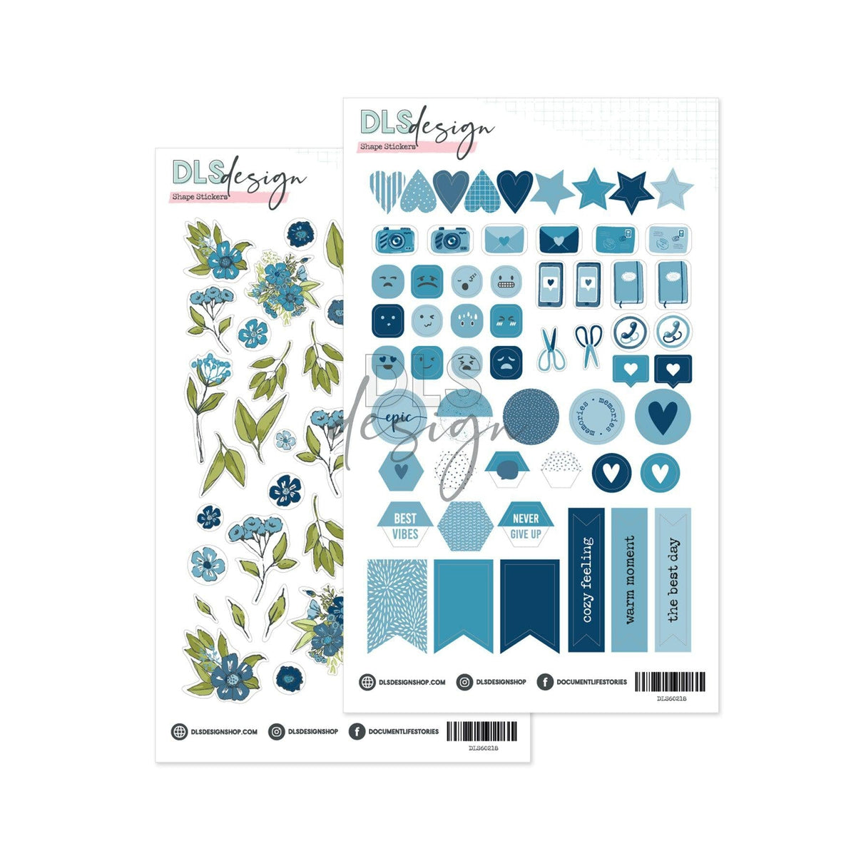 Clear Sticker Set Flowers Blue – DLS Design Wholesale