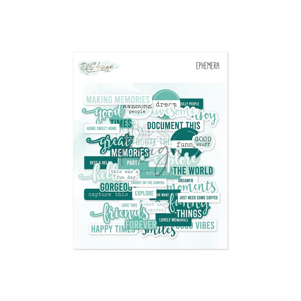 Ephemera Essential Words Teal – DLS Design Wholesale