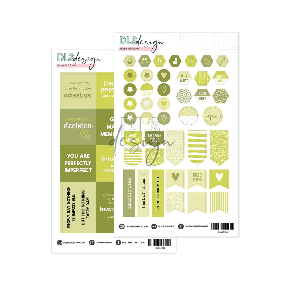 Clear Sticker Set Essential Basic Shapes Green – DLS Design Wholesale