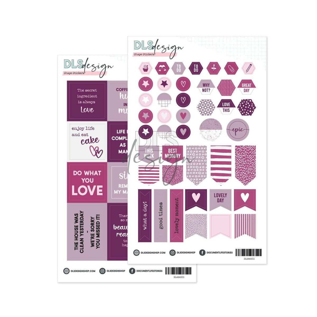 Clear Sticker Set Essential Basic Shapes Purple – DLS Design Wholesale