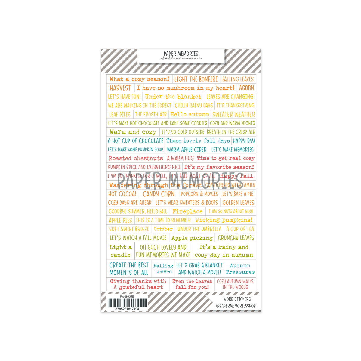 Vinyl Word Stickers Fall Memories ENG – DLS Design Wholesale